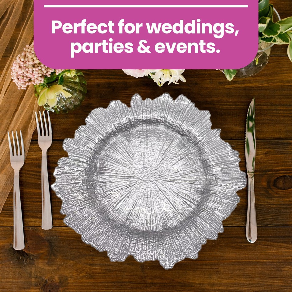 Glass Charger Plates 13 Inch Decorative Rim Wedding Party Dining Table ...
