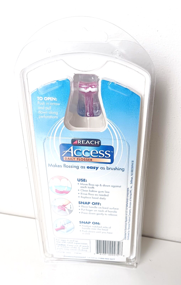 Reach Access Flosser Pink Handle With 22 Replacement Floss Heads Pack ...