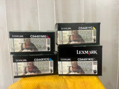 SET 4 OEM LEXMARK C544 C546 XTRA HI-Y TONER C544X1CG C544X1YG C544X1MG ...
