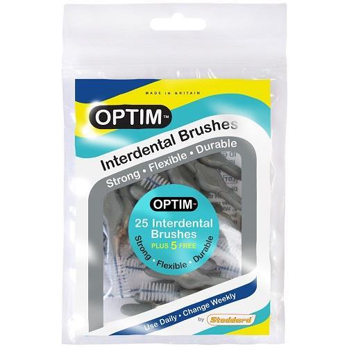 OPTIM Grey Standard Interdental Brush - Pack Of 25 Brushes Plus 5 Free ...