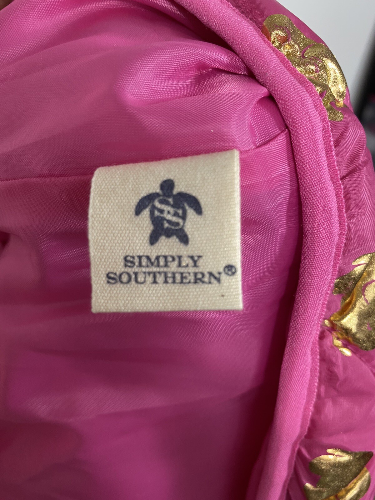 Simply Southern Vest M Pink Gold Elephant Print Full … - Gem