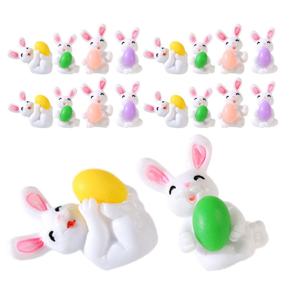 20pcs Easter Bunny Figurines: Mini Resin Rabbit Statue - Garden Bunny ...