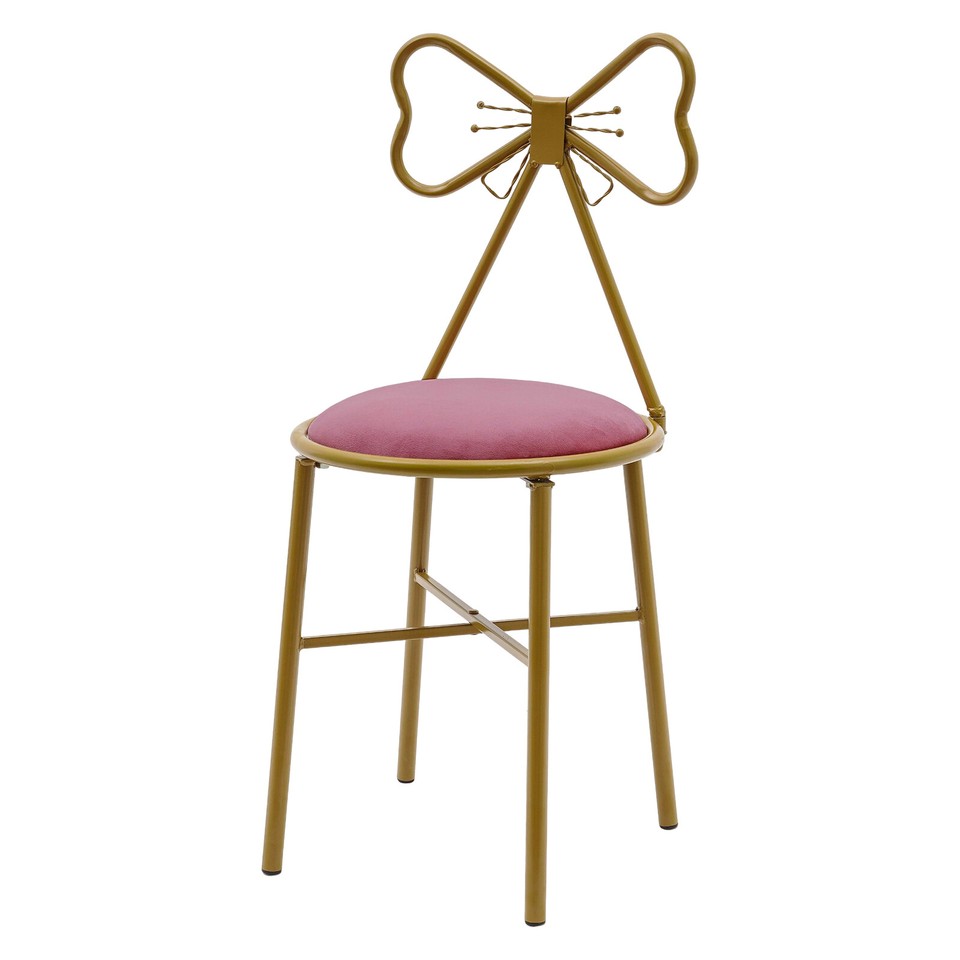 Butterfly Backrest Chair Vanity Stool Pink Velvet Stool Chair Makeup ...