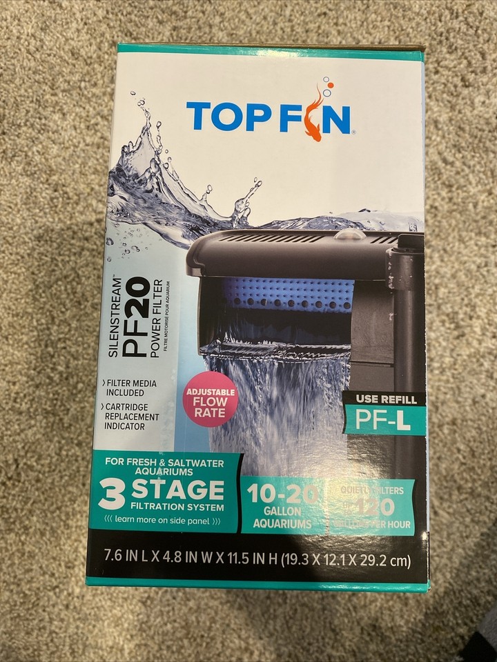 Top Fin PF20 Power Aquarium Filter 10-20 gallon fresh and saltwater ...