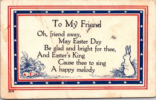 To My Friend Poem - Rabbit - Patriotic - Vintage Greeting Postcard | eBay