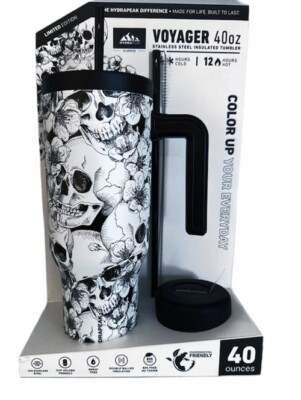 Hydrapeak Artisan Collection Skulls & Flowers 40oz Voyager Steel ...