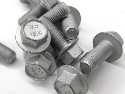 (5) M10-1.25x25 Metric Hex Flange Bolts Gr. 10.9 carbon steel M10x25mm ...