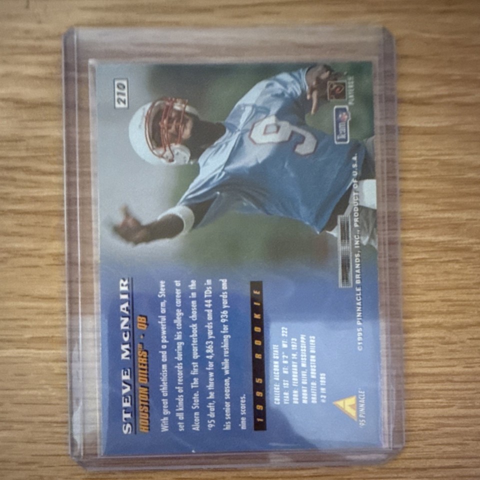Pinnacle 1995 Steve McNair #210 Houston Oilers NFL Rookie Base Set ...