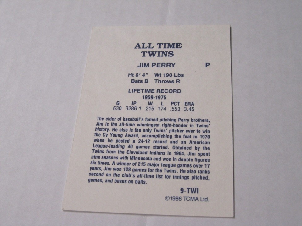 Jim Perry Autographed Card JSA Auction Certified | eBay