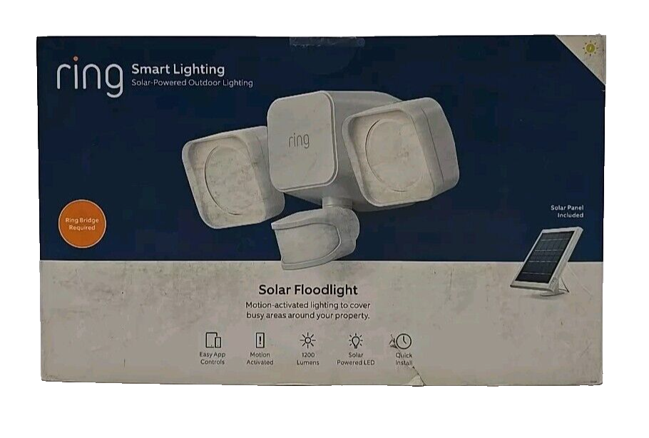 Ring Smart Lighting Motion Activated Solar Outdoor LED Flood Light NO ...