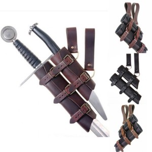 Medieval Men Dual Sword Shoulder Back Sheath Scabbard Holder Warrior PU ...