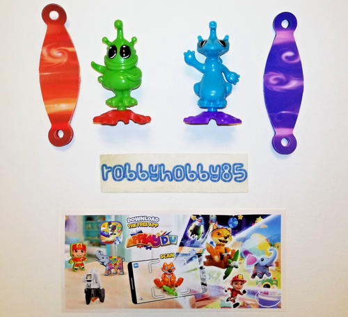 ROTATING ALIENS COMPLETE SET OF 2 WITH PAPERS KINDER JOY SURPRISE EGG ...