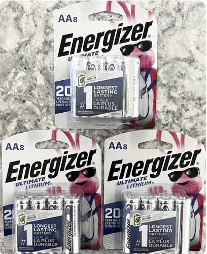 Energizer Ultimate Lithium AA Batteries 3 - 8 Packs (24 Batteries) EXP ...