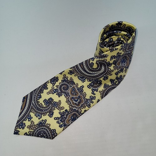 Franco Baretta Necktie Men Paisley Print Yellow Silk Handmade USA ...