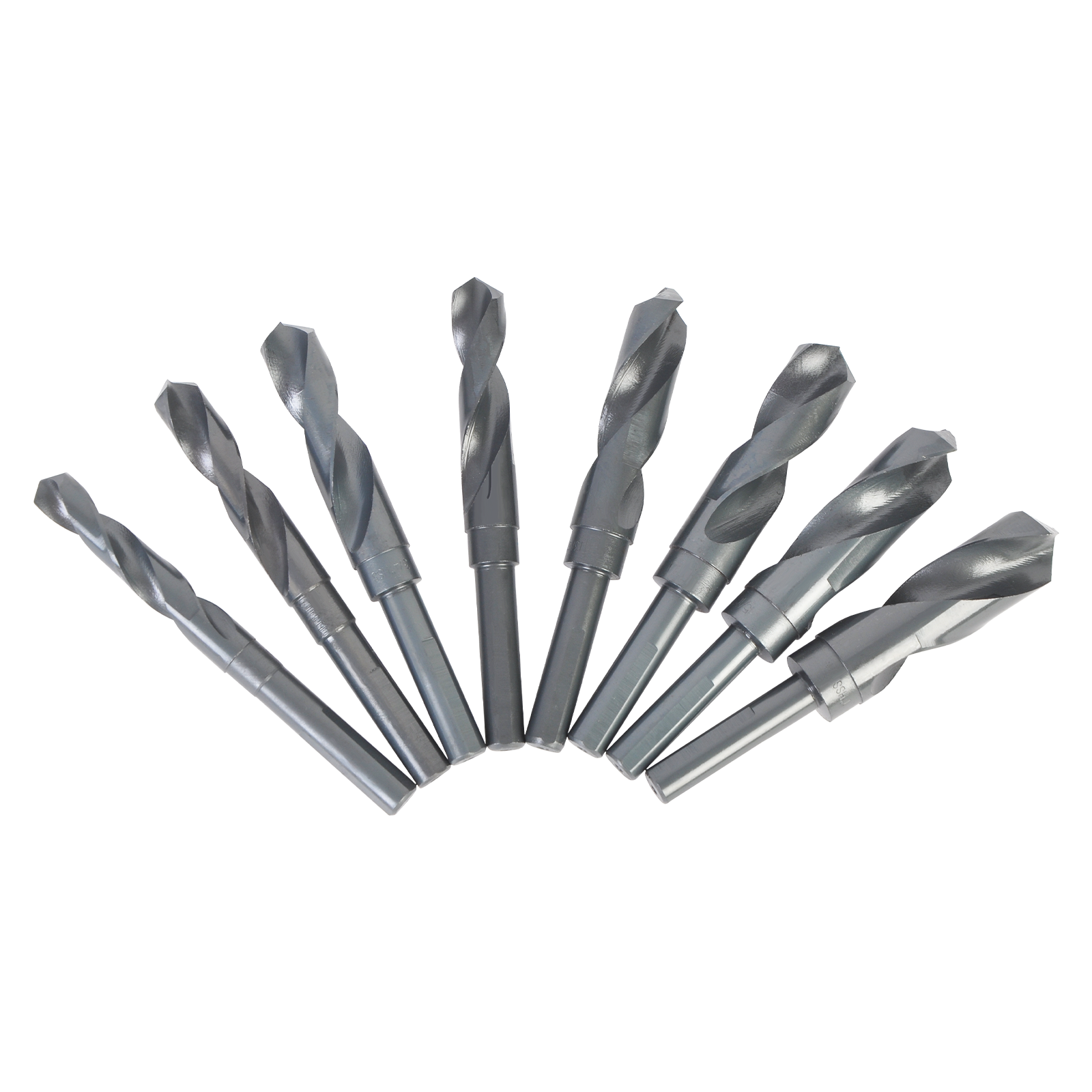 8pc 1/2" Reduced Shank Silver & Deming Large Drill Bit Set in Wooden ...