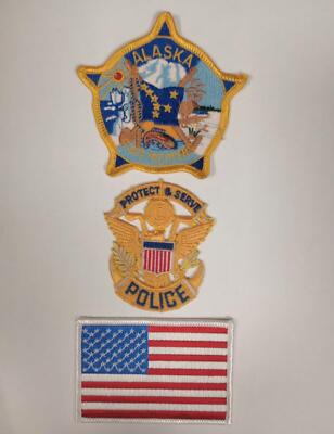 ALASKA POLICE STATE TROOPER Protect & Serve USA FLAG Sew Iron On PATCH ...