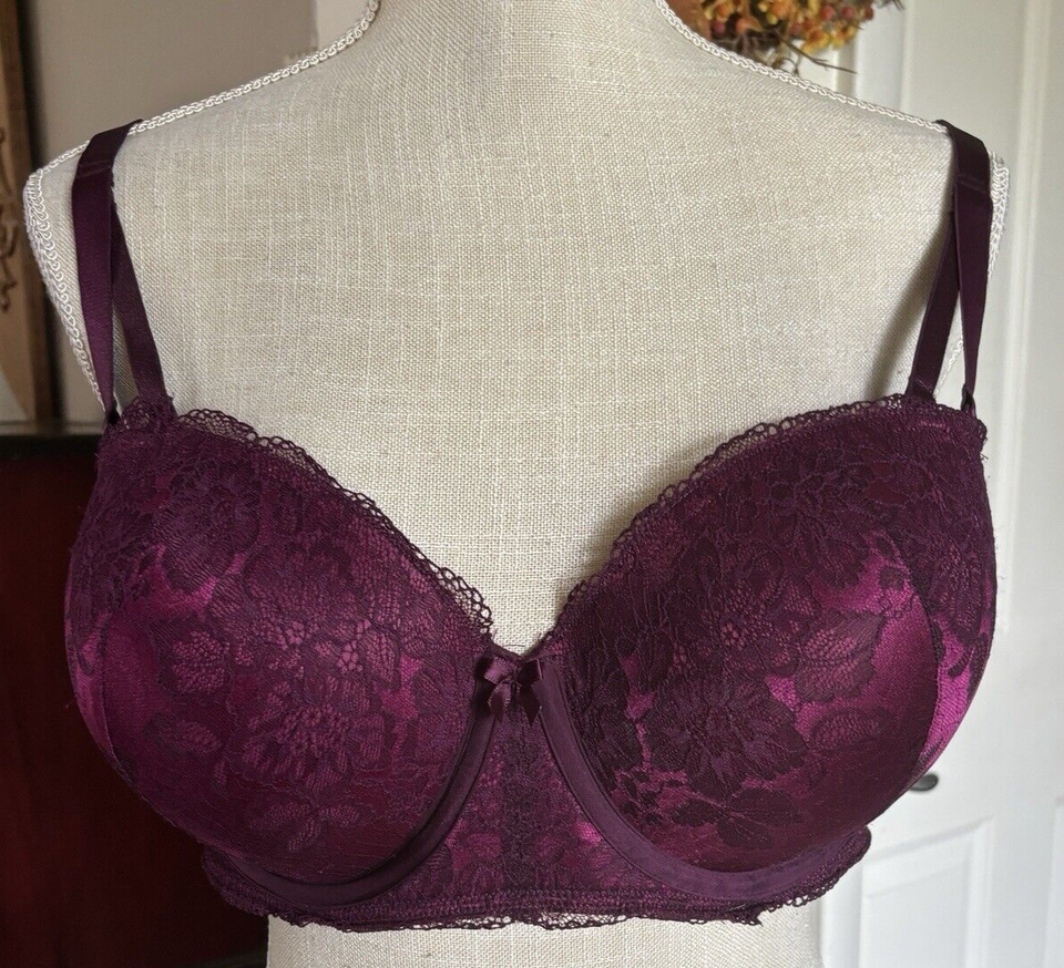 Torrid Curve Bombshell Everyday Strapless Push Up Bra Sz 42D Fuscia Purple Lace | eBay