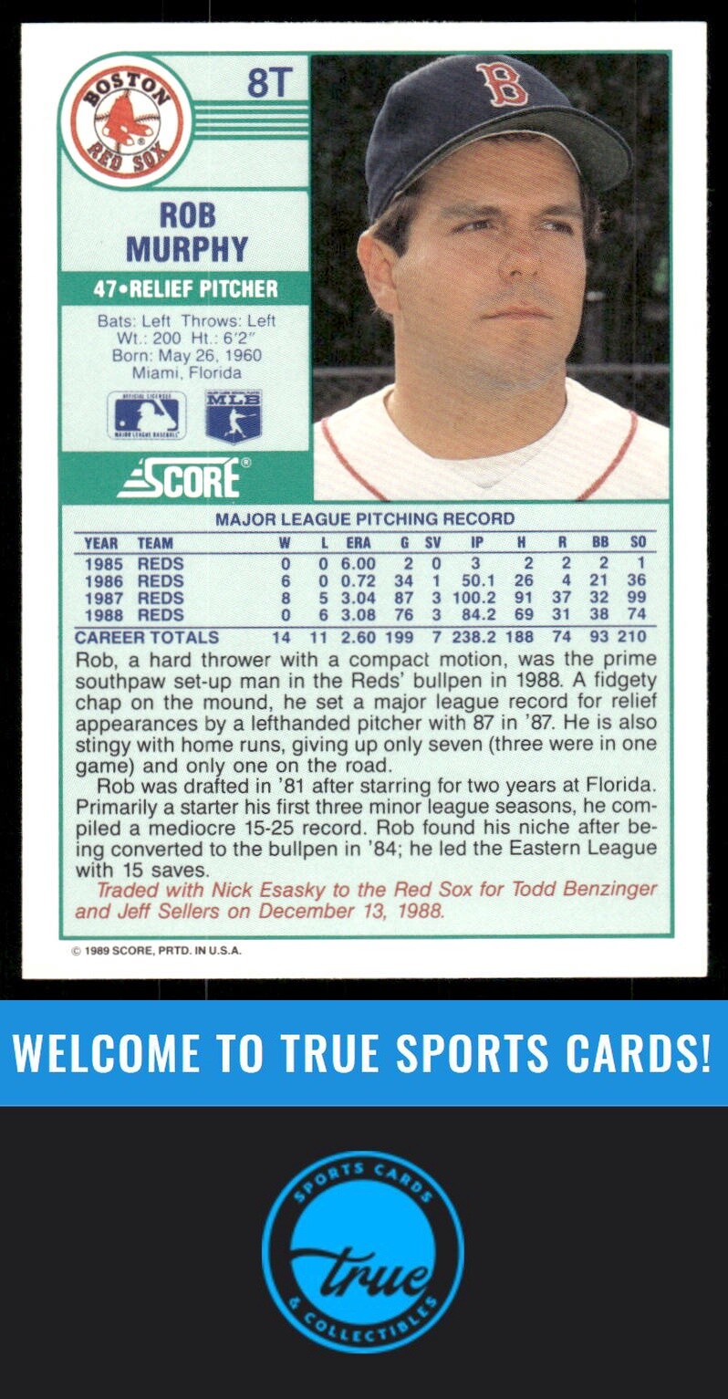 1989 Score Rookie & Traded #8T Rob Murphy | eBay