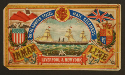 Inman Line Trade Card 5.5" Royal & United States Mail Steamers RMS 1873 ...