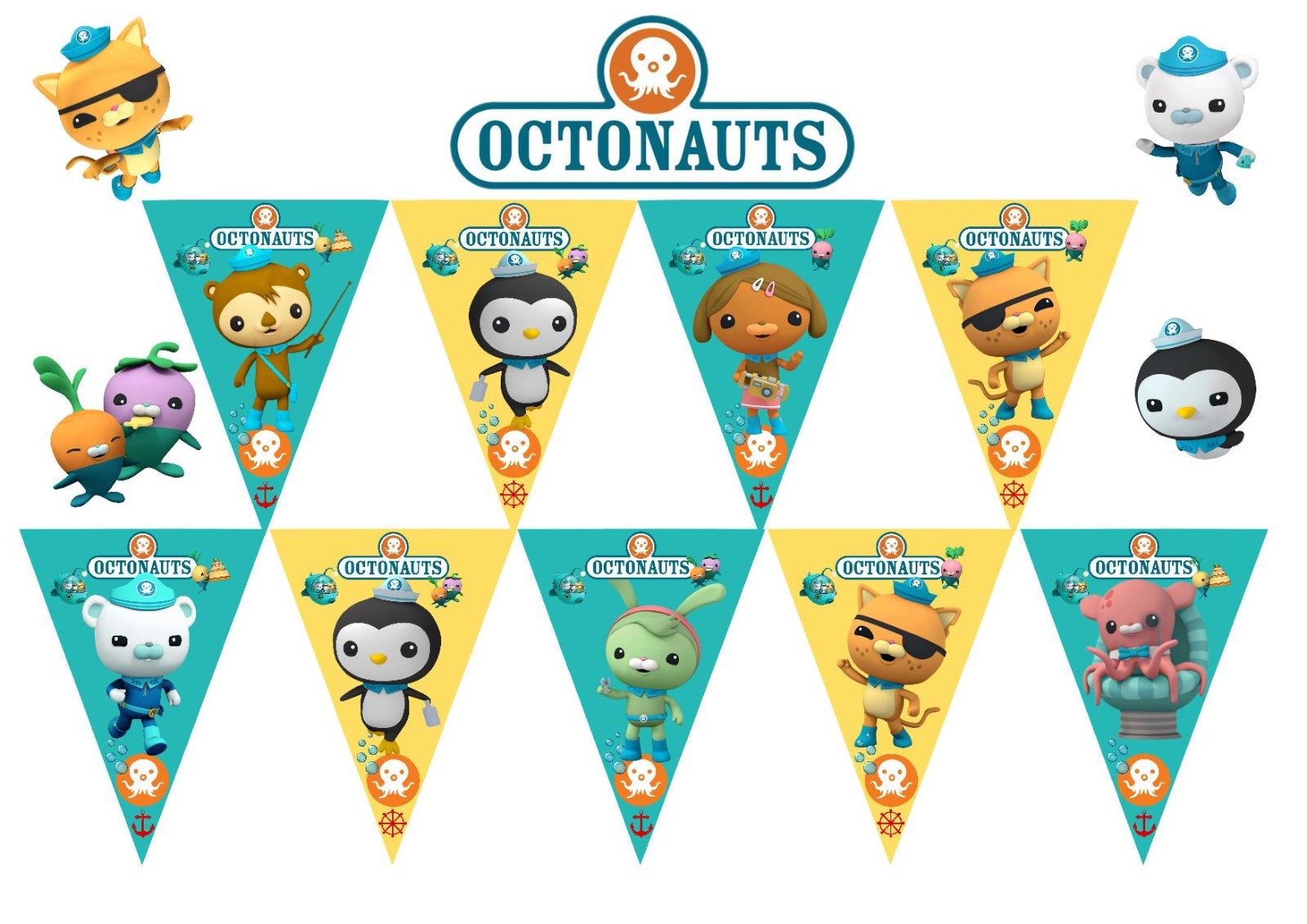 1x Octonauts Banner Bunting Flag. Party Supplies Room Decoration Lolly ...