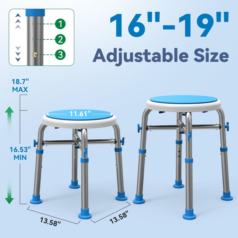 FSA/HSA Eligible Swivel Shower Stool with Reinforced Crossing Bar ...