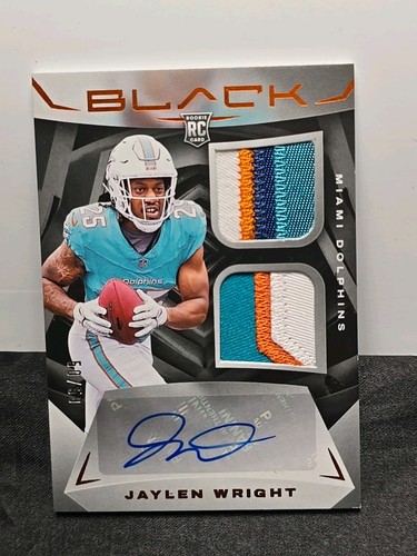 2024 Jaylen Wright Panini Black Dual Rpa Citrine 50/50 Crazy Patches Book End | eBay