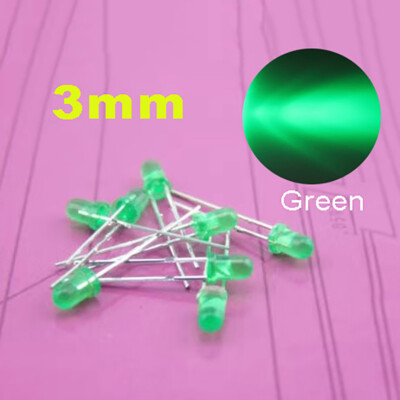 3mm Ultra Bright Individual LEDS - Green - Monochrome LED Light ...