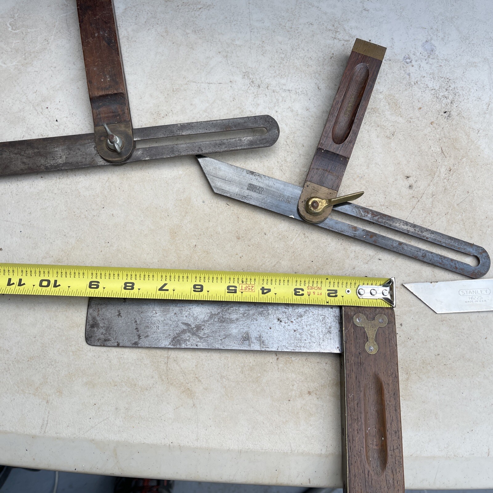 (3) Vintage Stanley 12”,10” 8” Sliding T Bevel Square Tool & Square ...