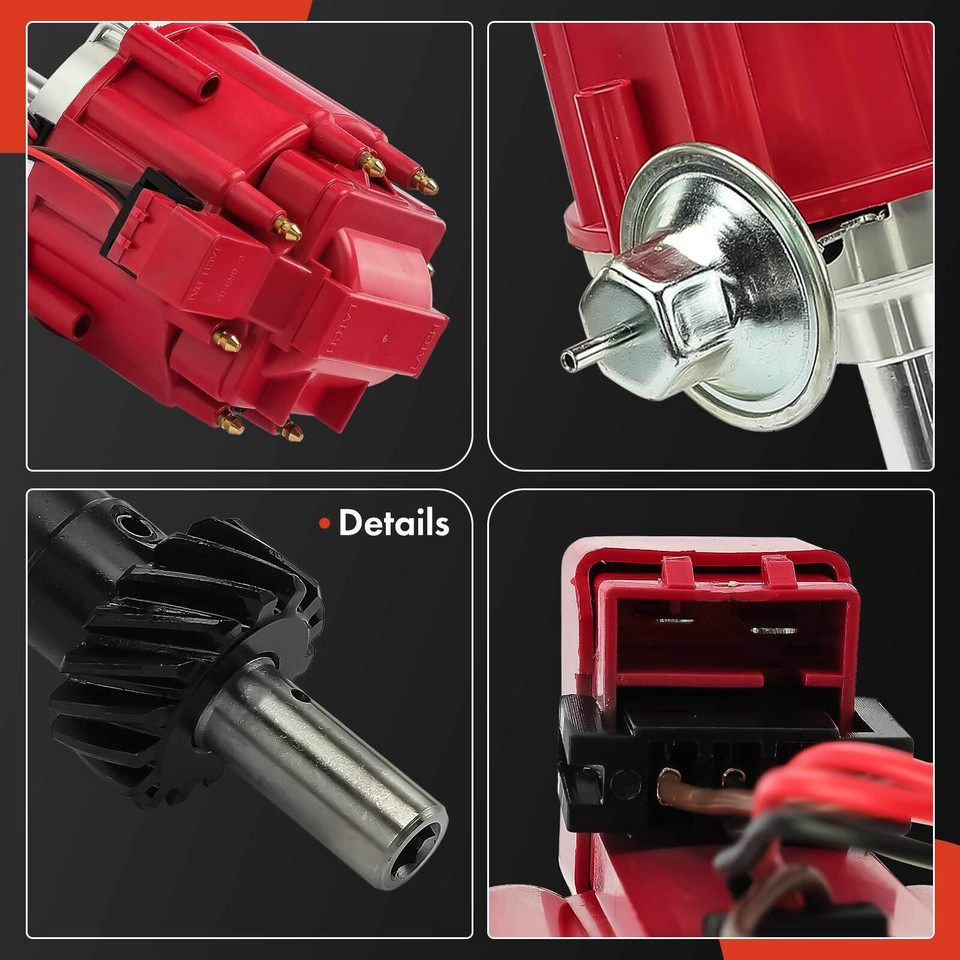 Red Ignition Distributor with Cap and Rotor for Ford Windsor 221 260 ...