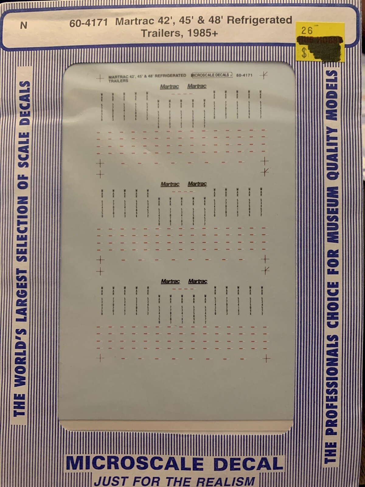 Microscale Decal N Scale 60-4171 Martrac Refrigerated Trailers | eBay