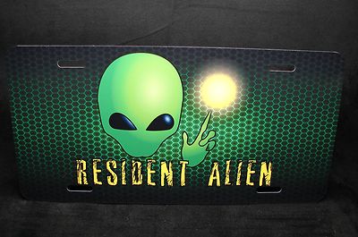 RESIDENT ALIEN METAL CAR LICENSE PLATE UFO ALIENS CAR LICENSE PLATE | eBay
