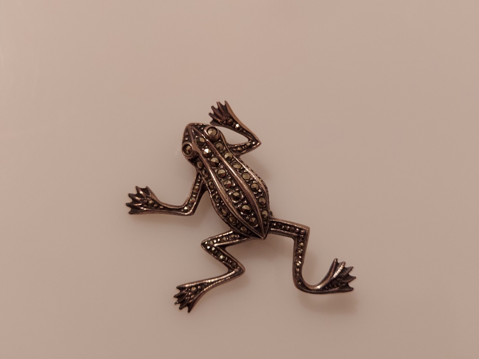 sterling silver 925 marcasite frog pin brooch 4.5 grams 1.5" x 1" | eBay