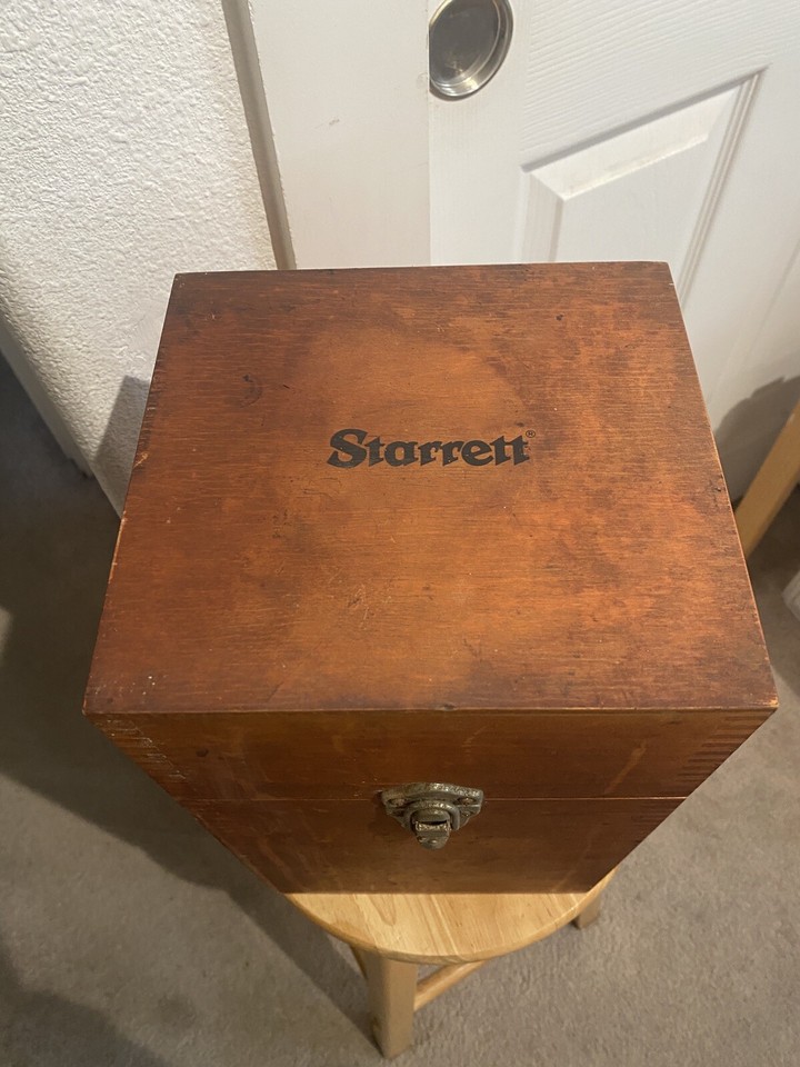 STARRETT VINTAGE MACHINISTS CYLINDRICAL SQUARE TOOL WOOD BOX/CASE NICE ...