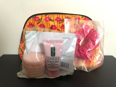 Clinique Skincare Makeup 4 Pcs Deluxe Samples Gift Set Yellow Kiss Bag ...