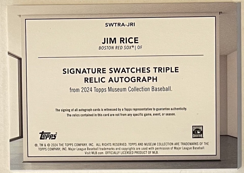 2024 Topps Museum Collection Jim Rice #SWTRA-JRI #110/299 Auto Game ...