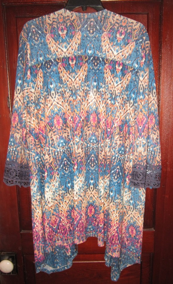 Ruby Rd. Woman Plus Size 1X Open Kimono Jacket Cardigan Duster Coat ...