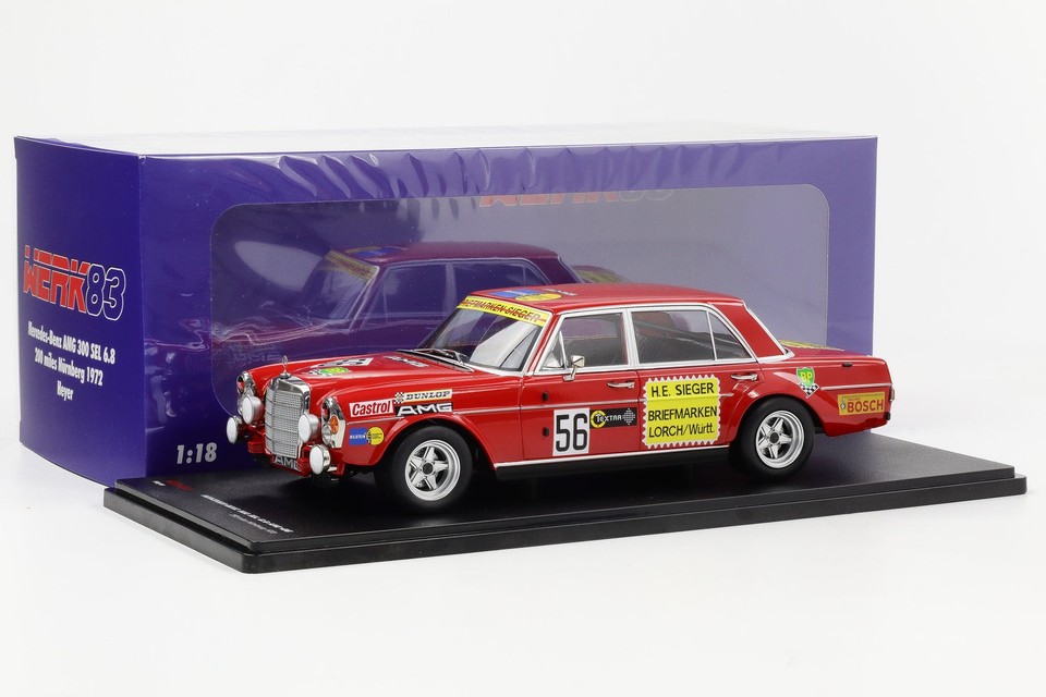 1:18 Werk83 Mercedes-Benz 300 Sel 6.8 AMG #56 200 Miles Nϋrnberg 1972 H ...