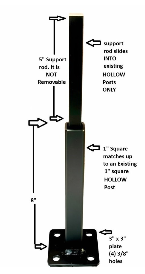 4-Step Railing REPAIR Broken POST Base 2-6" 2-8" No welding slips in 1 ...