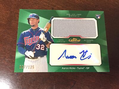 Aaron Hicks 2013 Topps Finest AUTOGRAPH AUTO Jumbo Relic PATCH Rookie ...