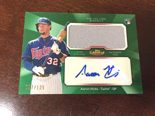 Aaron Hicks 2013 Topps Finest AUTOGRAPH AUTO Jumbo Relic PATCH Rookie ...