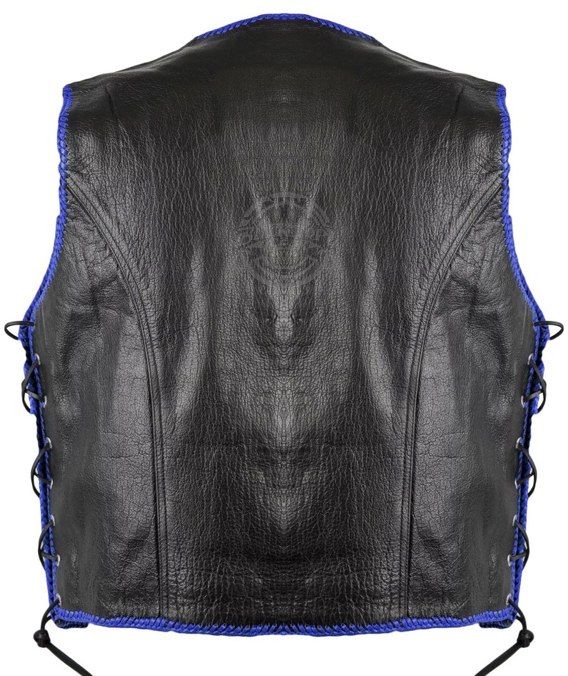 Men's Heavy Duty Genuine Buffalo Leather Biker Vest Rocker Motorcycle ...