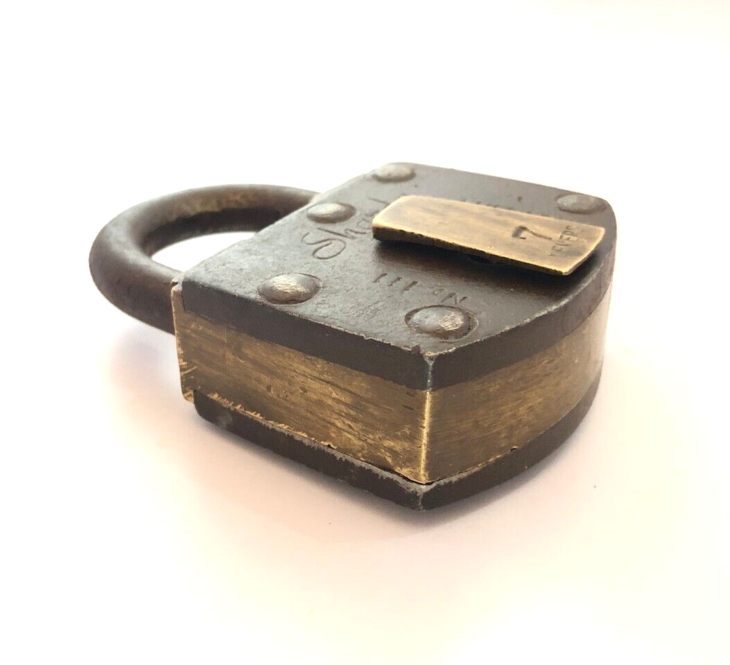 OLD VINTAGE IRON BRASS FIT ALIGARH PADLOCK WITH KEY . | eBay
