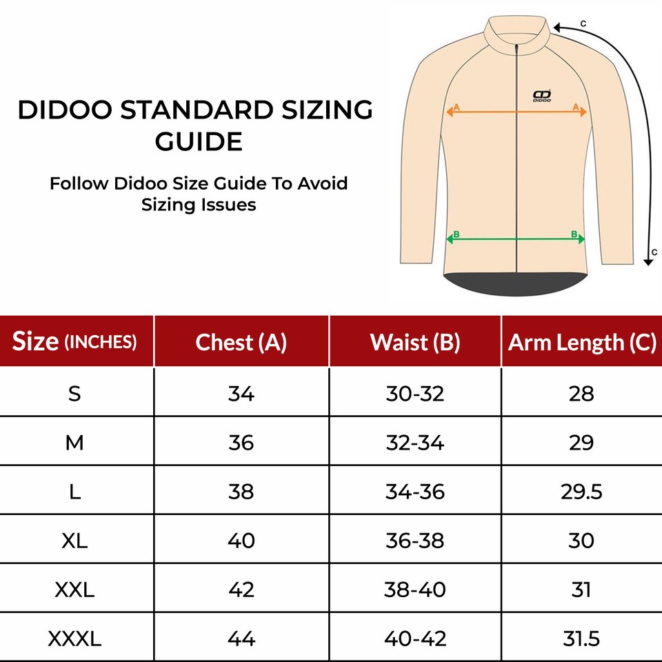 DIDOO Mens Long Sleeve Cycling Jersey Thermal Full Zip Winter Sports ...