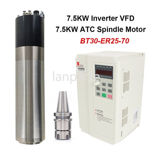 7.5KW Water Cooled ATC Spindle Motor BT30 ISO30 Auto Tool Change + VFD ...