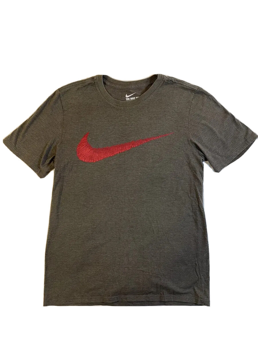 Men's Nike Dark Gray T shirt with Red Swoosh Size M | eBay