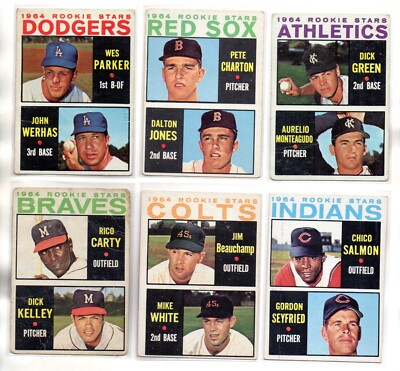 1964 Topps Rookie Stars 6 Card Lot VG-VGEX 499 492 476 466 459 456 ...