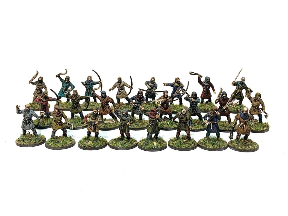 BARONS WAR PEASANT LEVY 24 28mm painted historical wargames MEDIEVAL ...