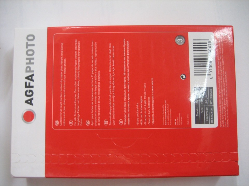 Agfa Photo Paper 10x15 CM A6 100 Sheets Sheet 180g Glossy Paper ...