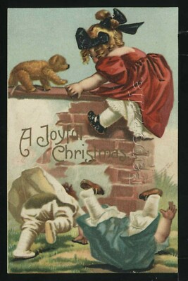 CHROMOLITH PC 1907 MISCHEVIOUS MOLLY & THE BEARS A JOYFUL CHRISTMAS by ...