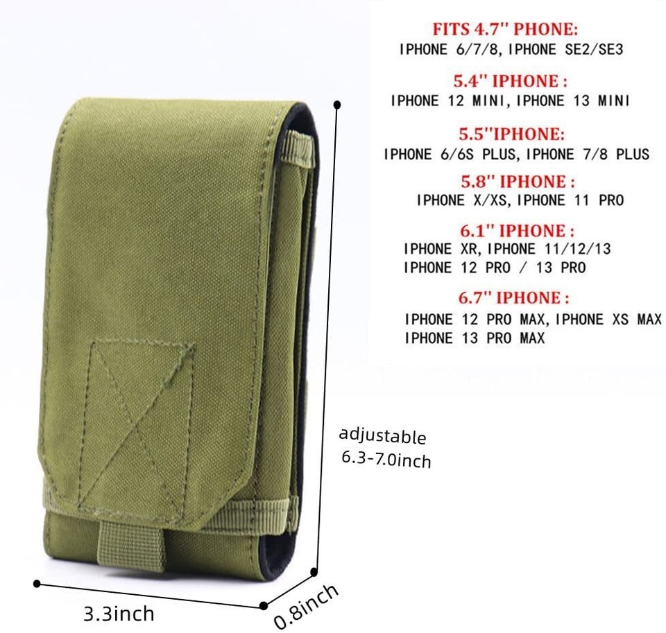 Tactical Molle Cell Phone Case with Belt Clip Loop Holster Pouch Carry ...